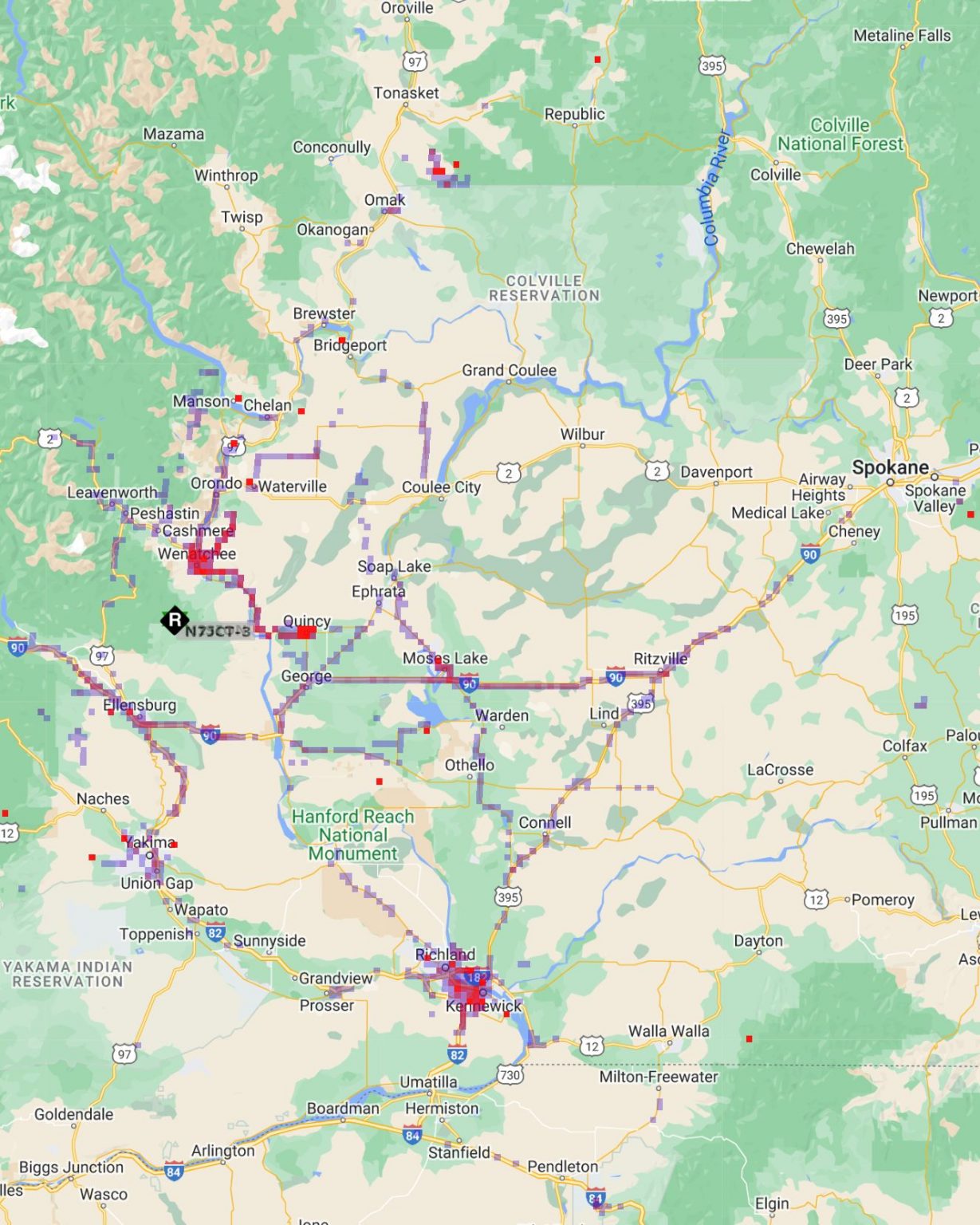 Naneum Ridge APRS Coverage Map – PNWDigital – DMR – WA7DMR
